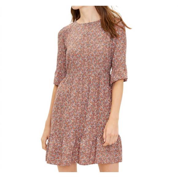 LOFT | Dresses | New Loft Floral Ruffle Dress In Red | Poshmark